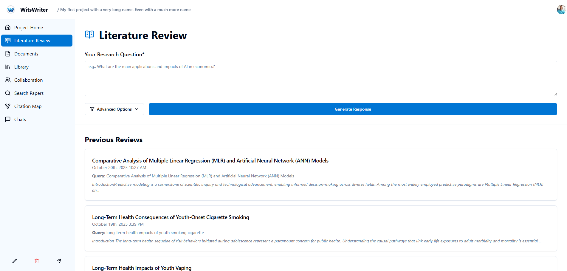 WitsWriter - AI-Powered Research & Document Management